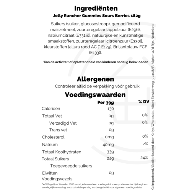Jolly Rancher Gummies Sours Berries 182g - Kellys Expat Shopping