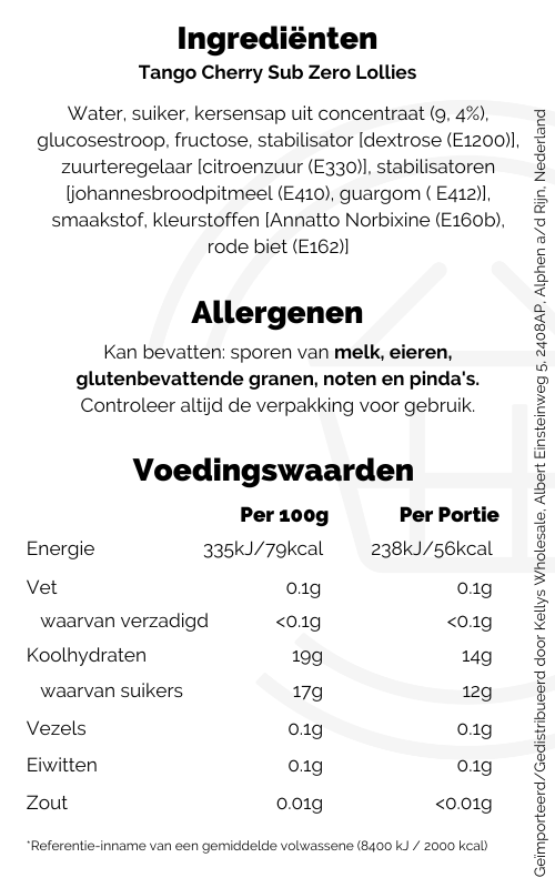 Tango Cherry Sub Zero Lollies 4pk 280ml - Kellys Expat Shopping