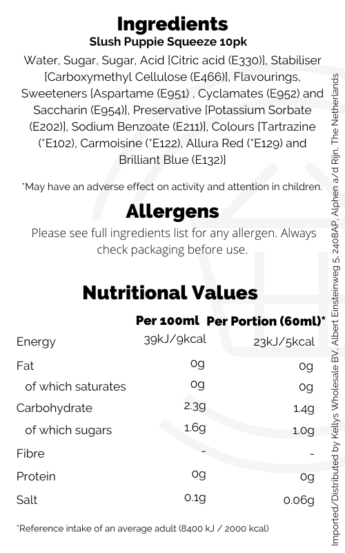 Slush Puppie Squeezee 10pk | Ijslollys kopen - Kellys Expat Shopping