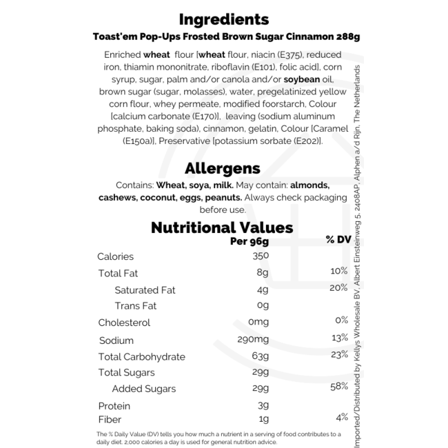 Toast'em Pop-Ups Frosted Brown Sugar Cinnamon 288g - Kellys Expat Shopping