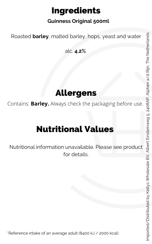 Guinness Original 500ml | Buy UK Import Guinness Beer at Kellys ...