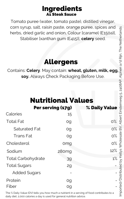 Kraft A1 Steak Sauce 283g | American Import | Versatile Sauce - Kellys ...
