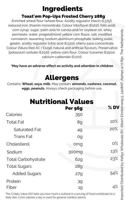 Toast'em Pop-Ups Frosted Cherry 288g - Kellys Expat Shopping