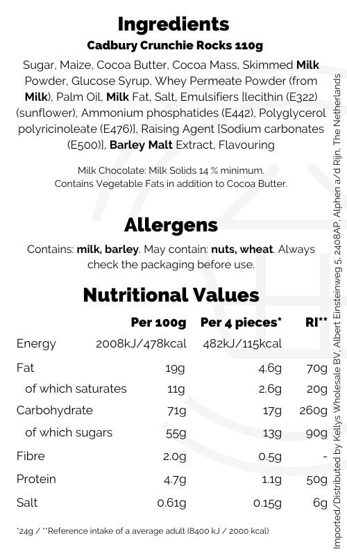 Cadbury | Crunchie Rocks 110g | Chocolate - Kellys Expat Shopping