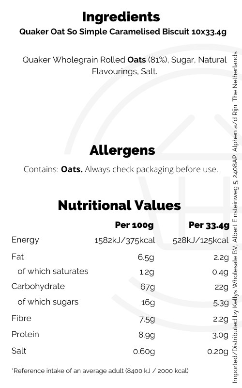 Quaker Oat So Simple Caramelised Biscuit 10x33.4g - Kellys Expat Shopping