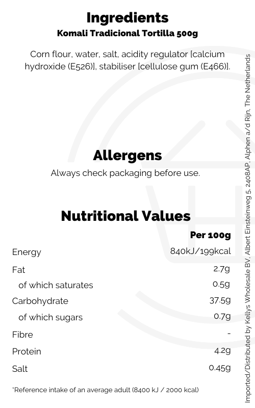 Komali Tortilla Tradicional 500g - Kellys Expat Shopping