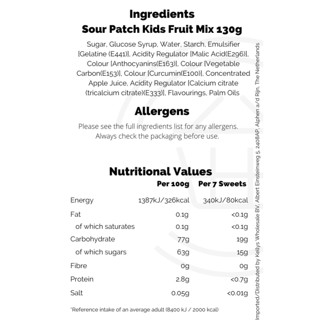 Sour Patch Kids Fruit Mix Pouch 130g - Kellys Expat Shopping