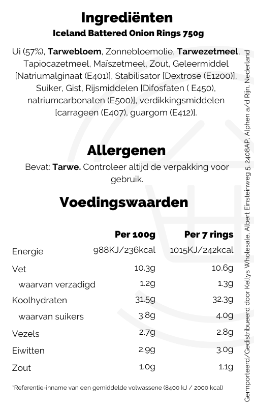 Iceland Battered Onion Rings 750g - Kellys Expat Shopping