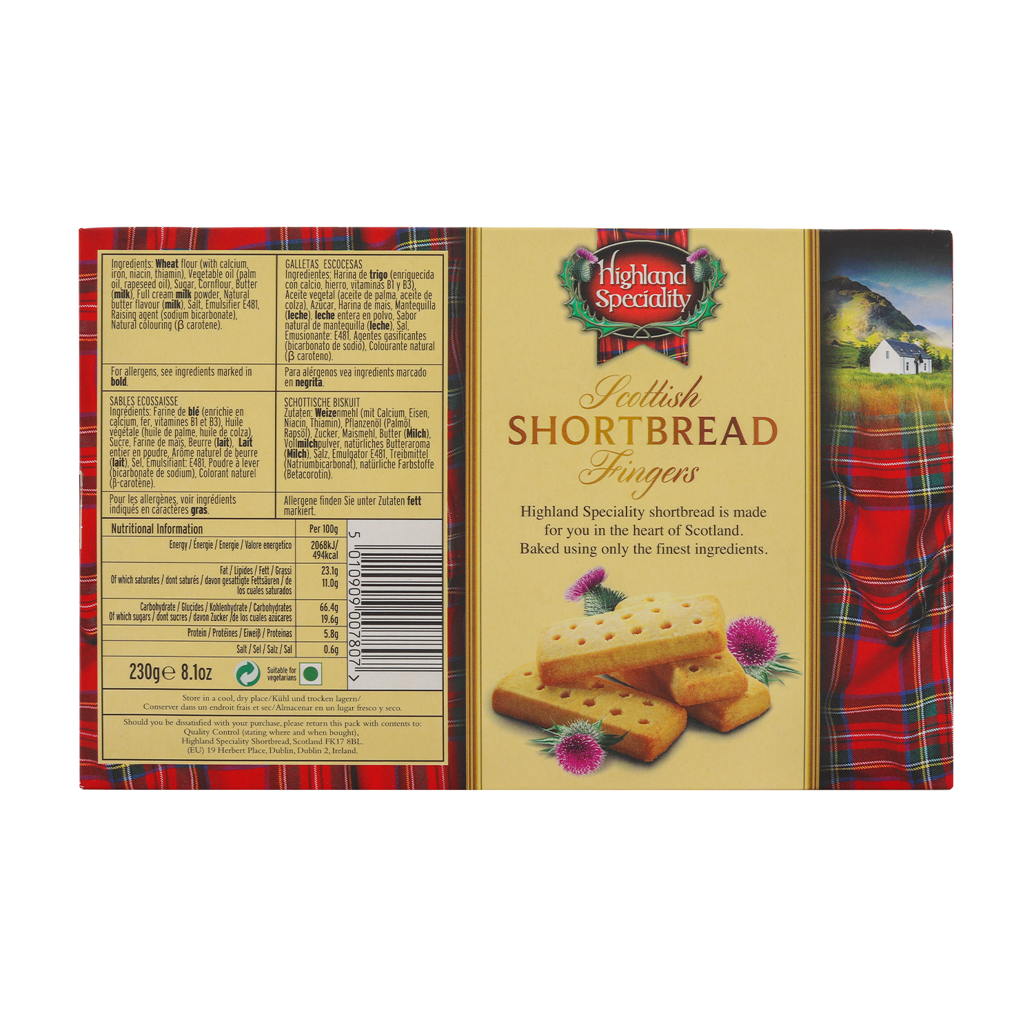 Highland Specialty Scottish Shortbread Fingers 230g - Kellys Expat Shopping