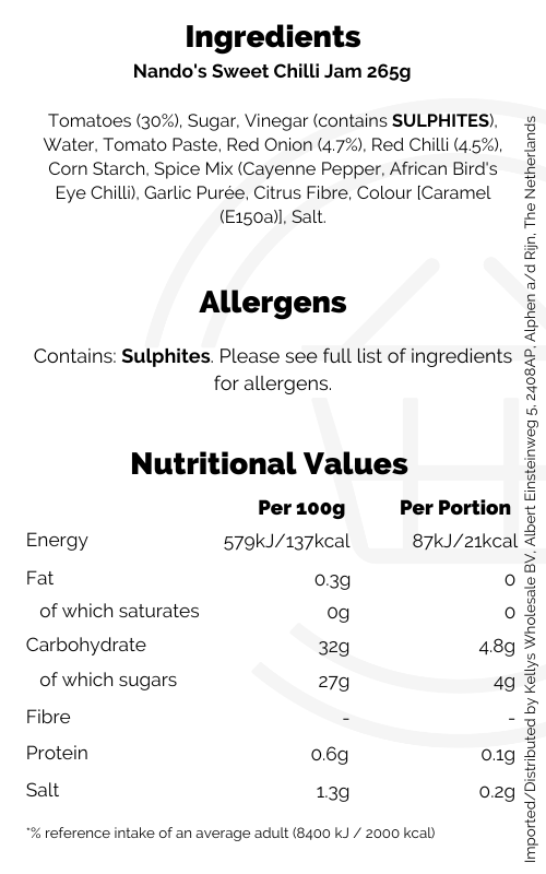 Nando's Sweet Chilli Jam 265g - Kellys Expat Shopping