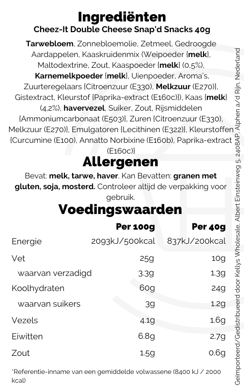 Cheez-It Double Cheese Snap'd Snacks at Kellys Expat Shopping - Kellys ...