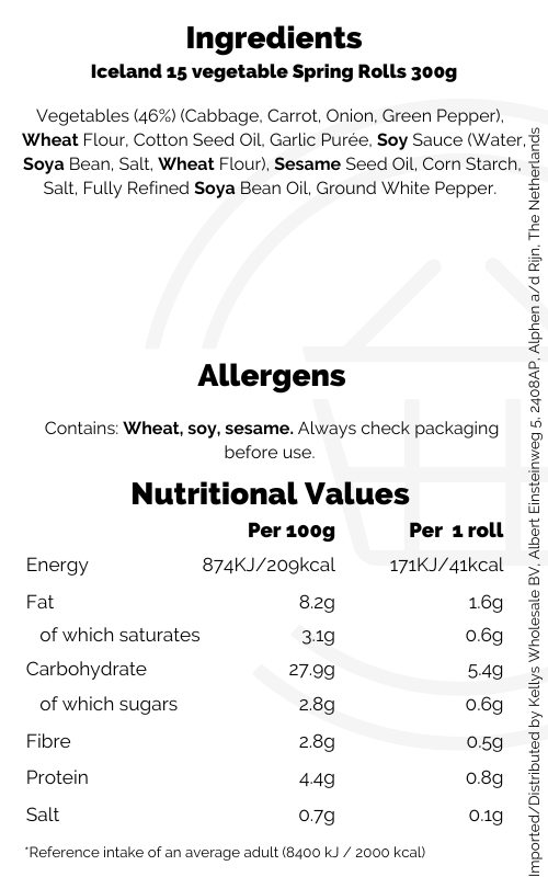 Iceland 15 Vegetable Spring Rolls - Knapperige Snacks bij Kellys ...