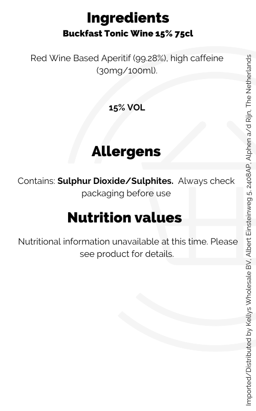 Buckfast Tonic Wine 15% 75cL - Kellys Expat Shopping
