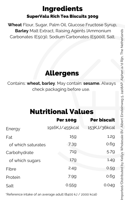 SuperValu Rich Tea Biscuits 300g - Kellys Expat Shopping