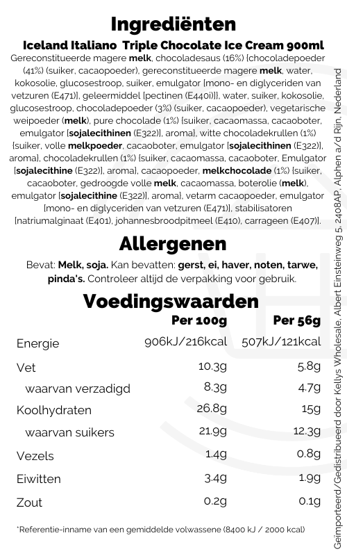 Iceland Italiano Triple Chocolate Ice Cream 900ml - Kellys Expat Shopping
