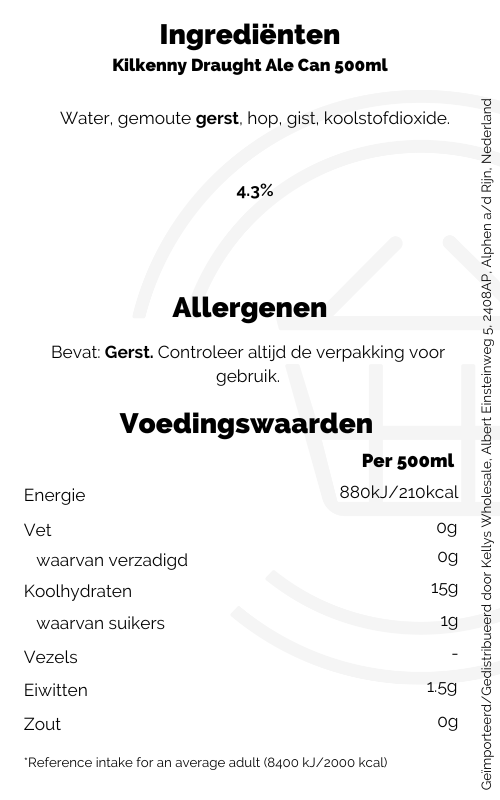 Kilkenny Draught Ale Can 500ml - Kellys Expat Shopping