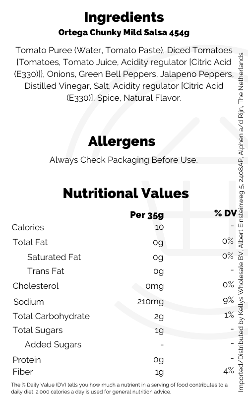 Ortega Chunky Mild Salsa 454g - Kellys Expat Shopping
