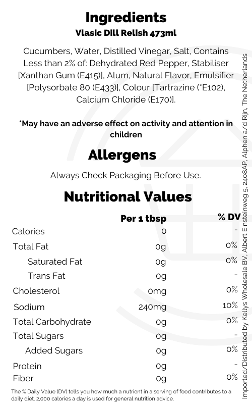 Vlasic Dill Relish 473ml - Kellys Expat Shopping