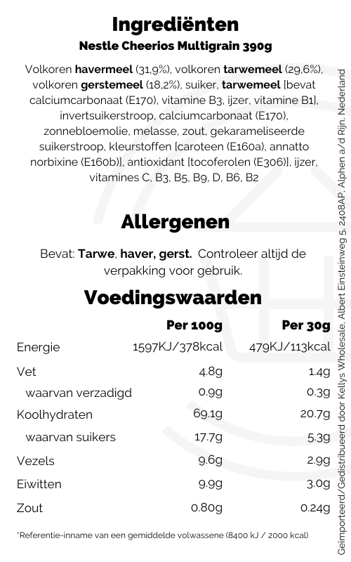 Nestle Cheerios Multigrain PM£3.25 390g - Kellys Expat Shopping