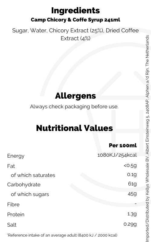Camp Chicory & Coffe Syrup 241ml - Kellys Expat Shopping