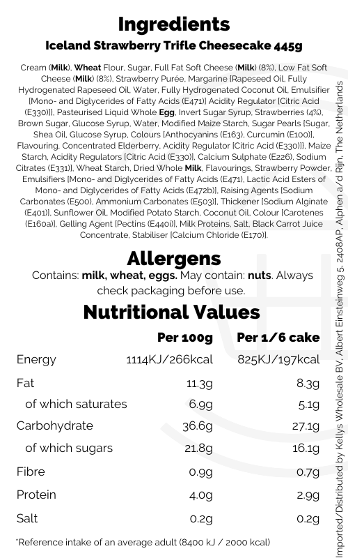 Iceland Strawberry Trifle Cheesecake 445g - Kellys Expat Shopping