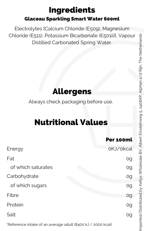 Glaceau Sparkling Smart Water 600ml - Kellys Expat Shopping
