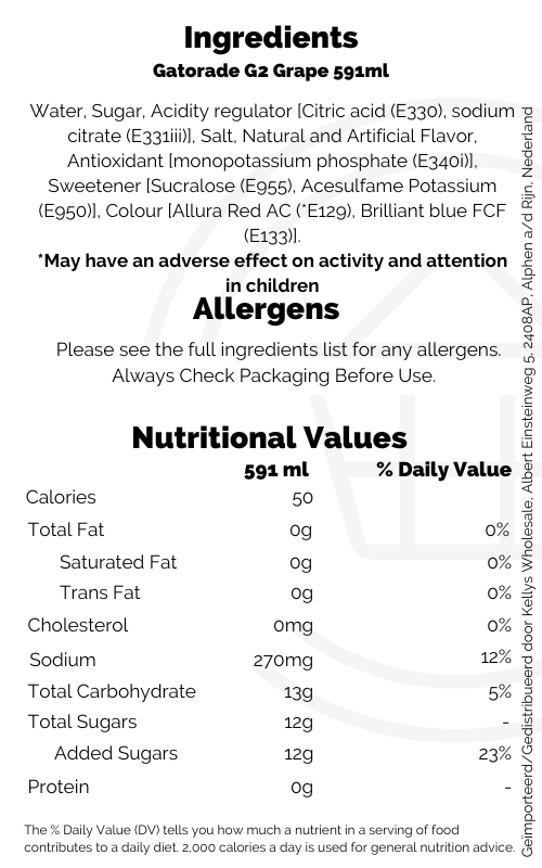 Gatorade G2 Grape 591ml - Kellys Expat Shopping