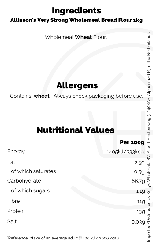 Allinson's Very Strong Wholemeal Bread Flour 1kg - Kellys Expat Shopping