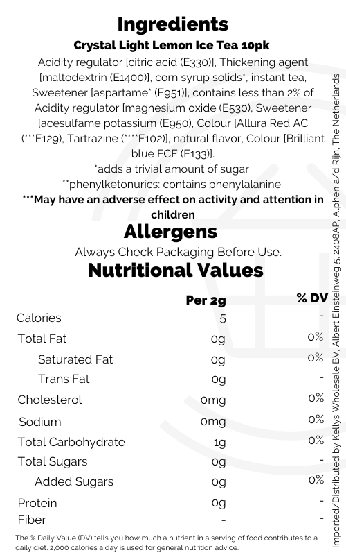 Crystal Light Lemon Iced Tea 10pk | Sugar-Free Drink Mix | American ...