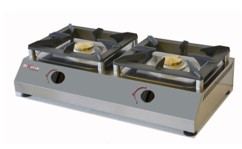 Rechaud de table au gaz en acier inox / 2 feux vifs/ 5kW/ 760 x 400 x ...