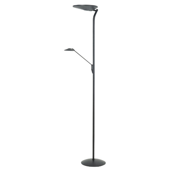 Modern vloerlamp Uplighter Kopenhagen met leeslamp 1-lichts zwart