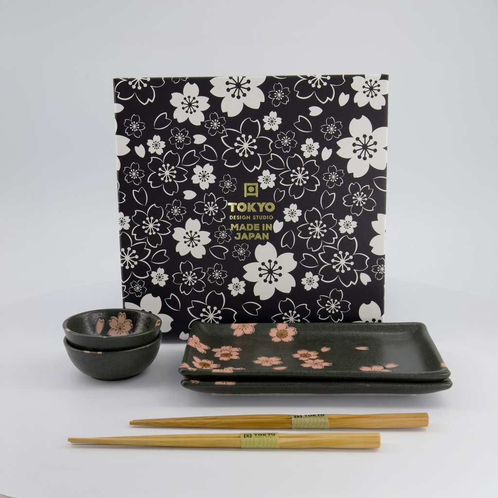 Tokyo Design Studio Sushi giftset Sakura black set/6 - 22x13x2cm & 8 ...