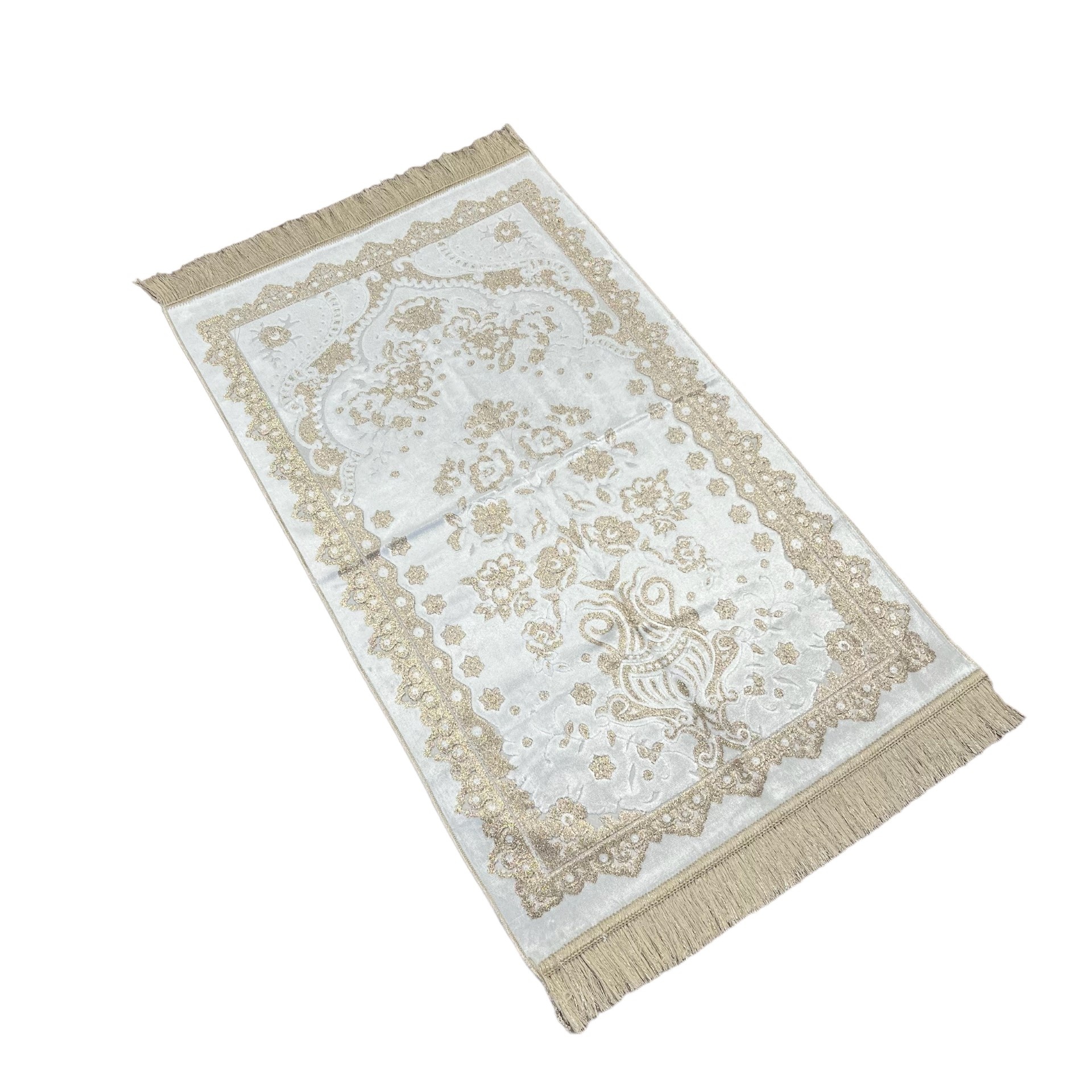 Luxury prayer rug velvet Glitter White / Gold - Miracshop.nl