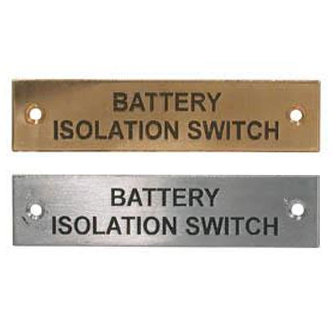 Battery Isolation Switch Label - Chrome/Brass - Pirates Cave Chandlery