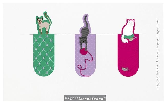 Magnetische boekenlegger Katten – set van 3 | Boeklin - Boeklin