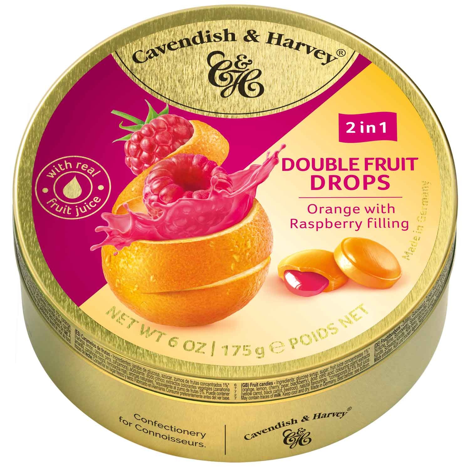 Cavendish and Harvey Orange and Raspberry Drops 175 grams | Sweets ...