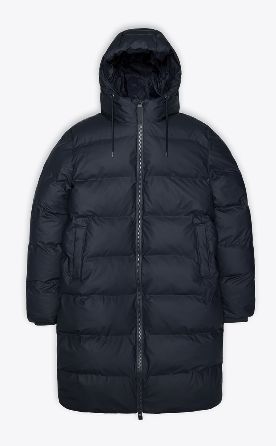 Rains Alta Long Puffer Jacket Navy Mantel - KOSTENLOSE Lieferung ...