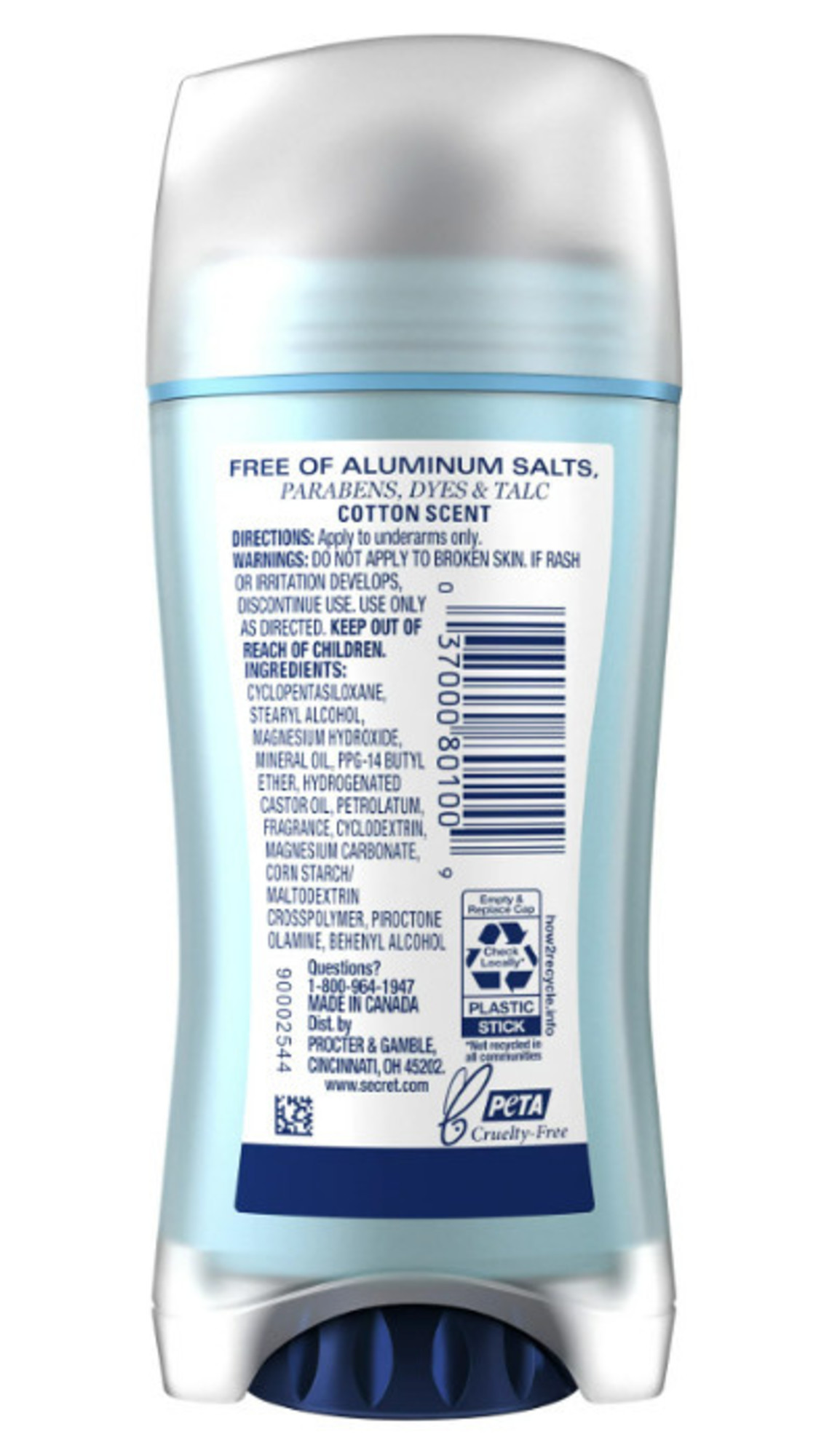 Secret Aluminum Free Deodorant - Cotton - Exclusively