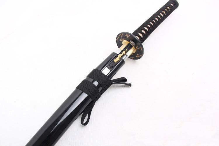 Zwart Samurai katana zwaard met kogatana mes - Zwaarden kopen ...