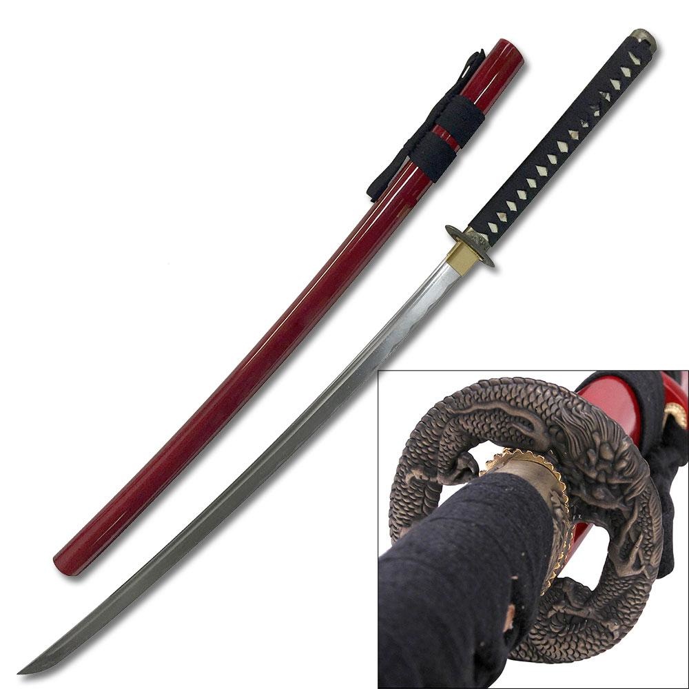 Dragon Katana samurai zwaard met rode saya - Zwaarden kopen | Zwaarden ...