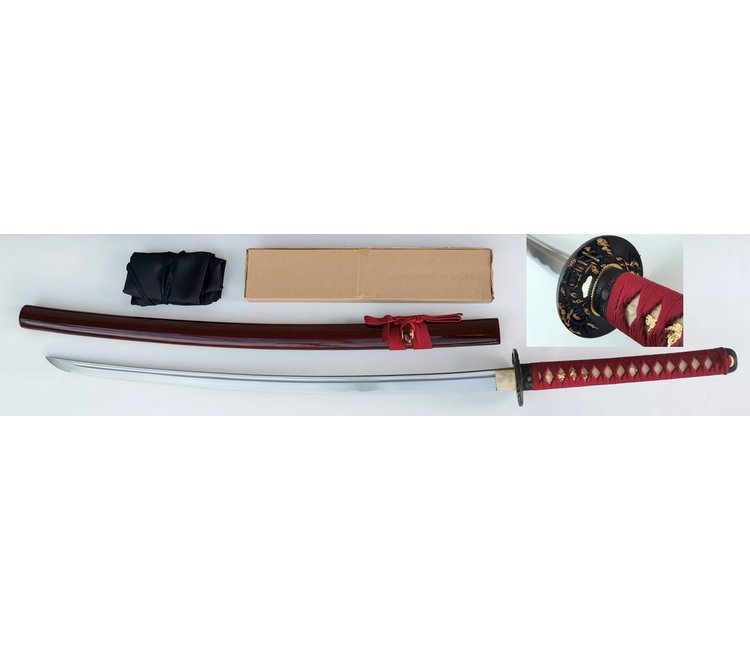 CARRIAGE Katana samurai zwaard met rode saya - Zwaarden kopen ...