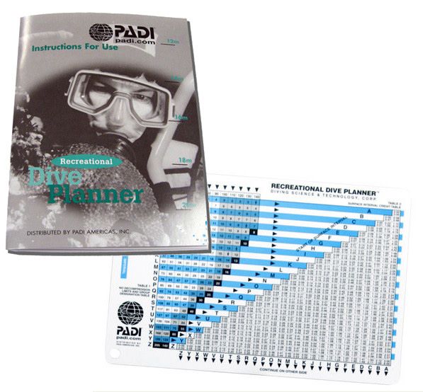 PADI RDP Duiktabel - Diveoutlet
