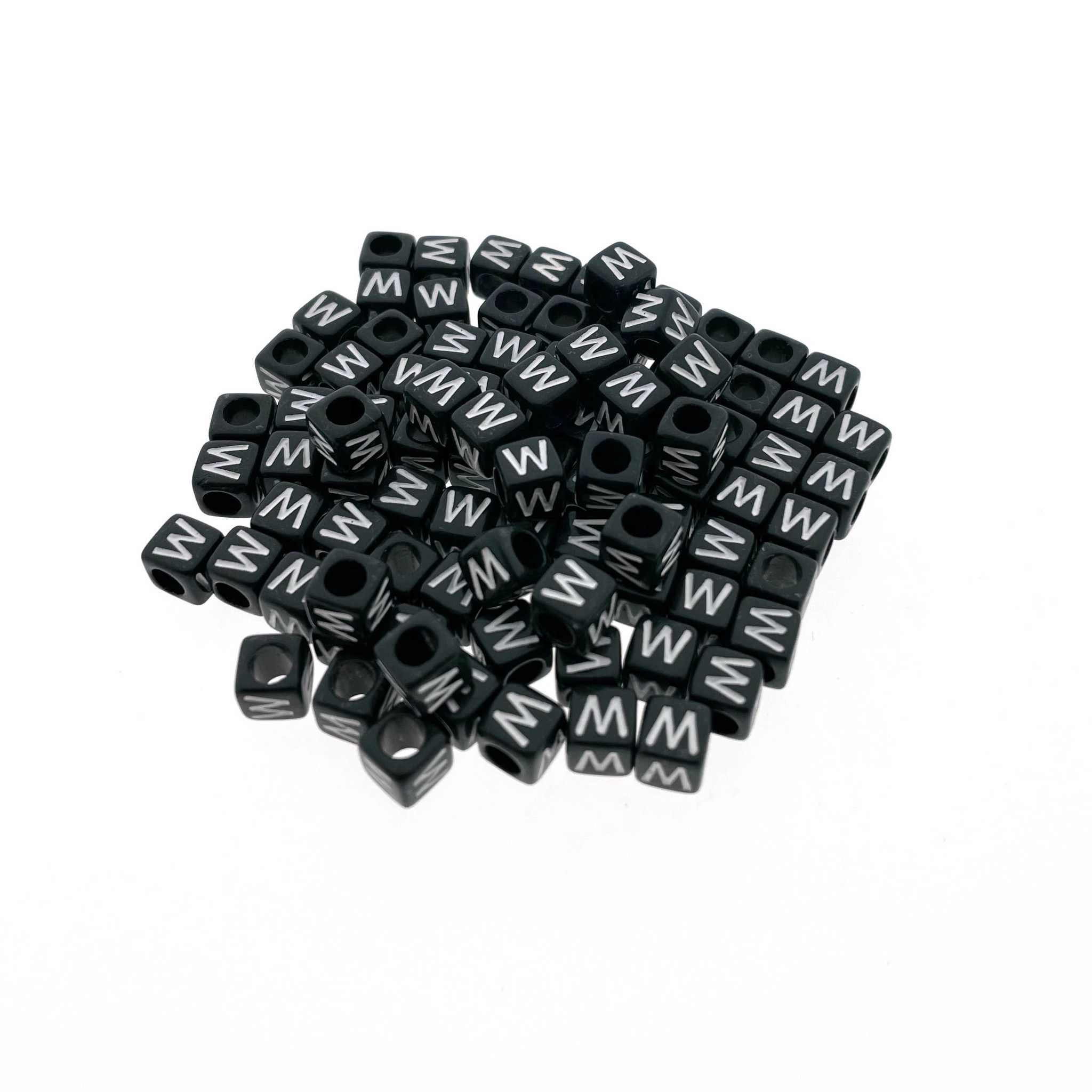 Koop Paracord alfabet letter beads Zwart W bij de expert - 123Paracord