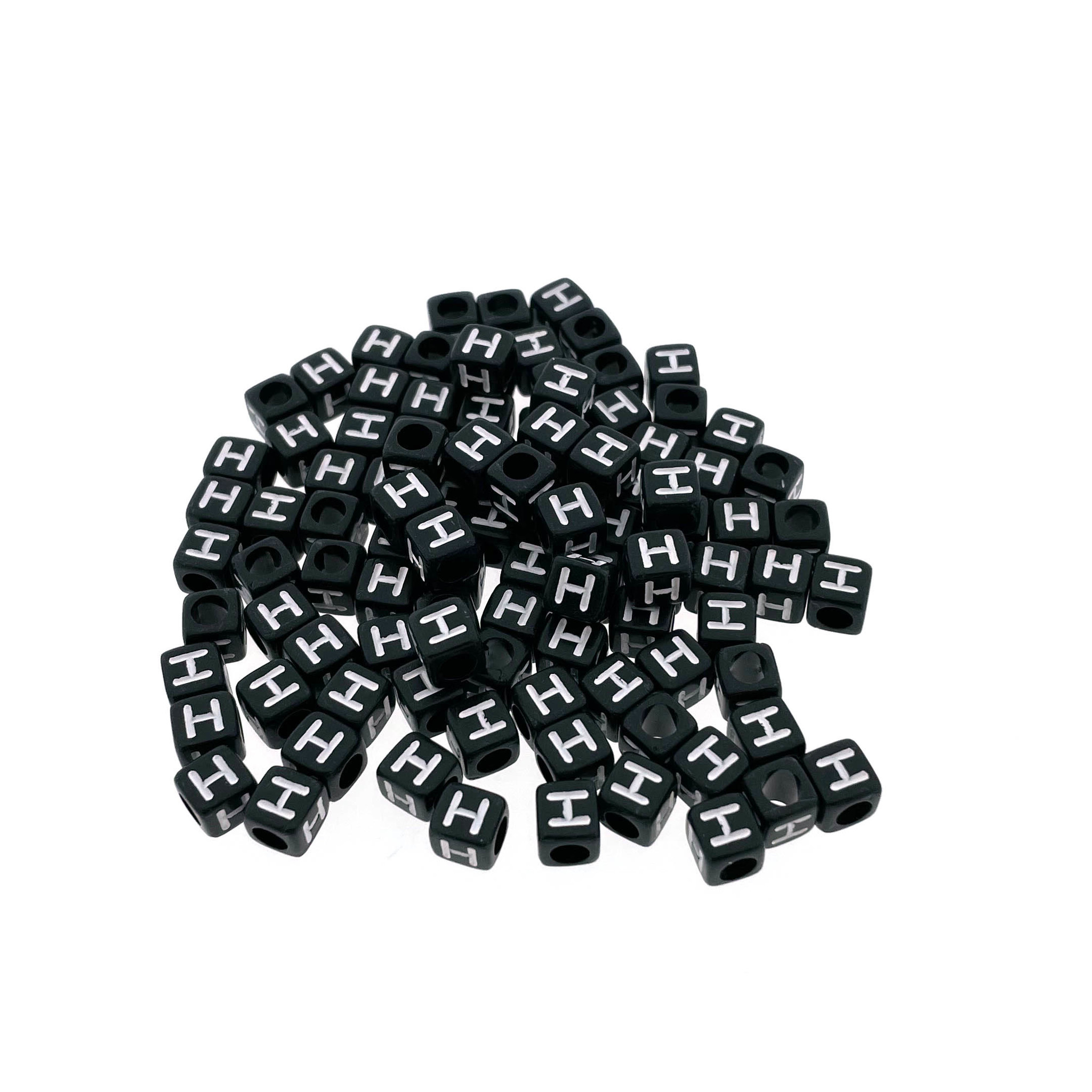 Koop Paracord alfabet letter beads Zwart H bij de expert - 123Paracord