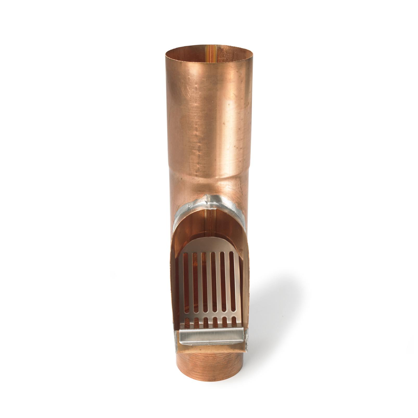 Koper Bladvanger Ø 80 mm met een rvs blad rooster.