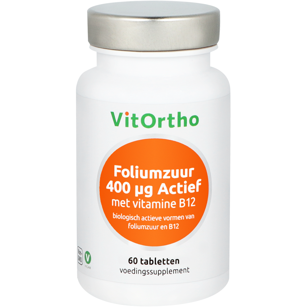 Ácido fólico 400 mcg con vitamina B12 60 comprimidos - VitAdvice BV