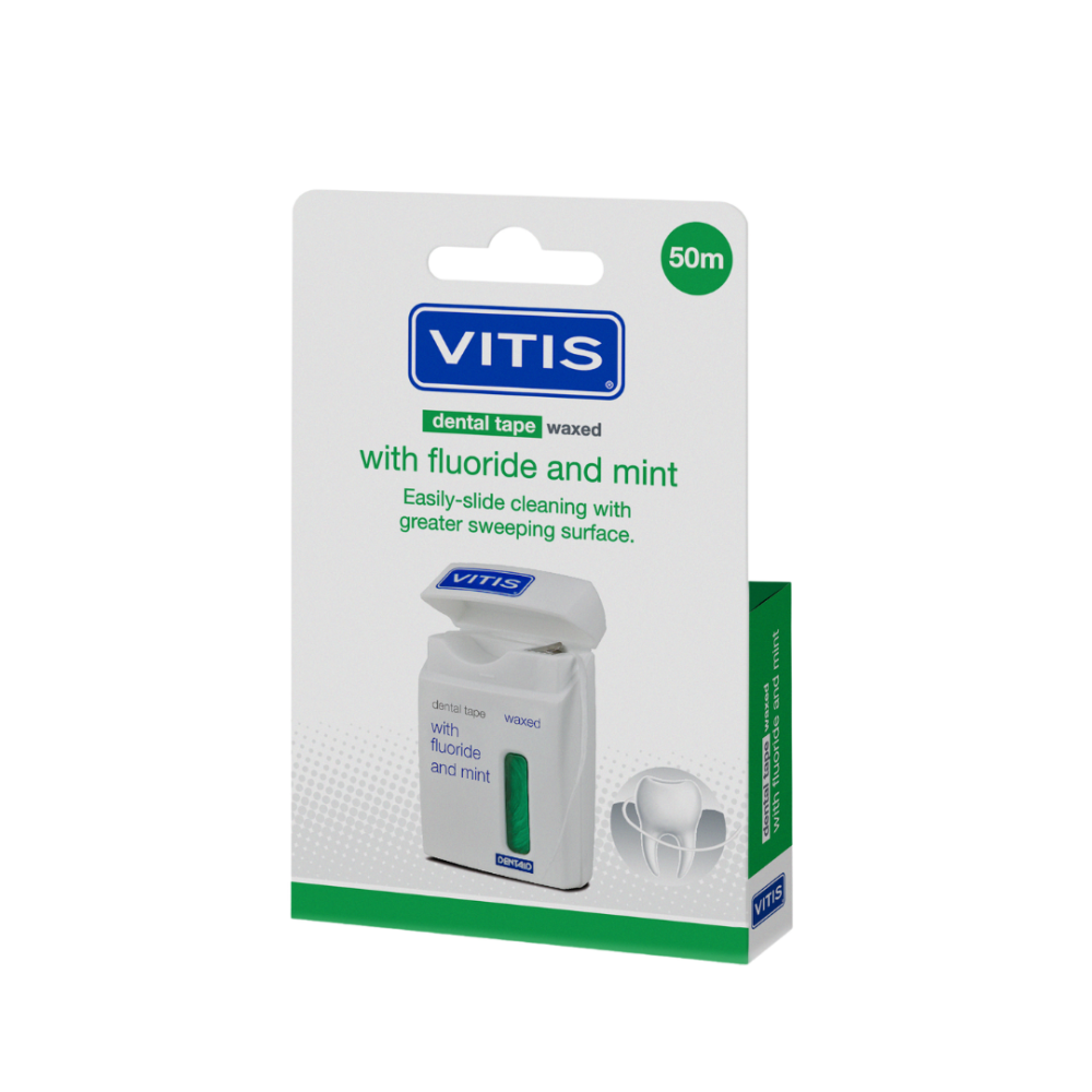 Vitis Zahnband gewachst Fluor Mint Grün 50 Meter 1 Stück - VitAdvice BV