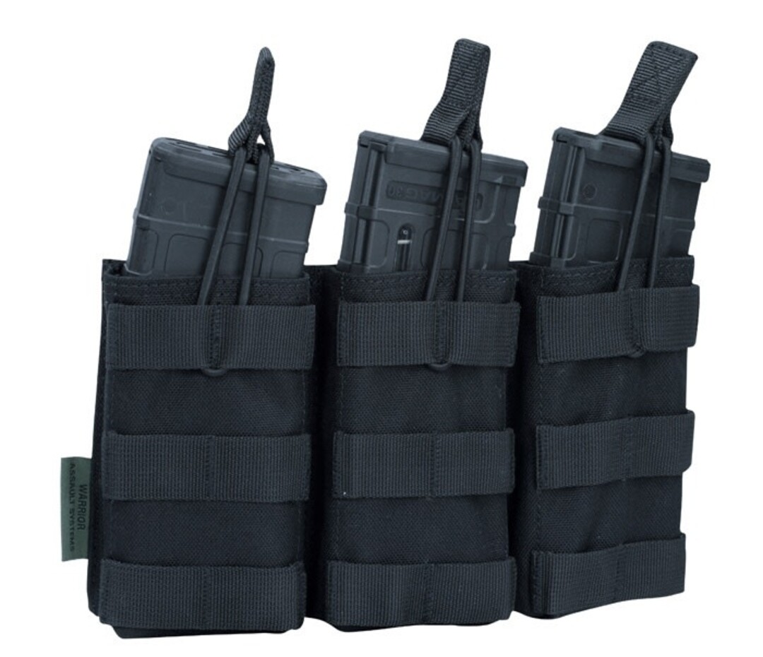 Warrior Assault Triple Open Mag Pouch M4 5.56mm Black - Airsoft Legends ...