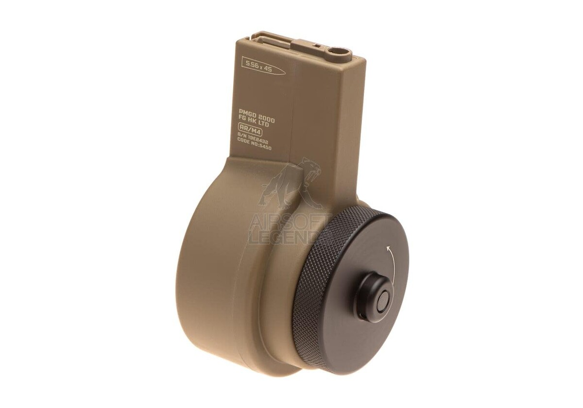Ares M4 Drum Mag 2150rds Tan - Airsoft Legends | The Airsoft Shop for ...