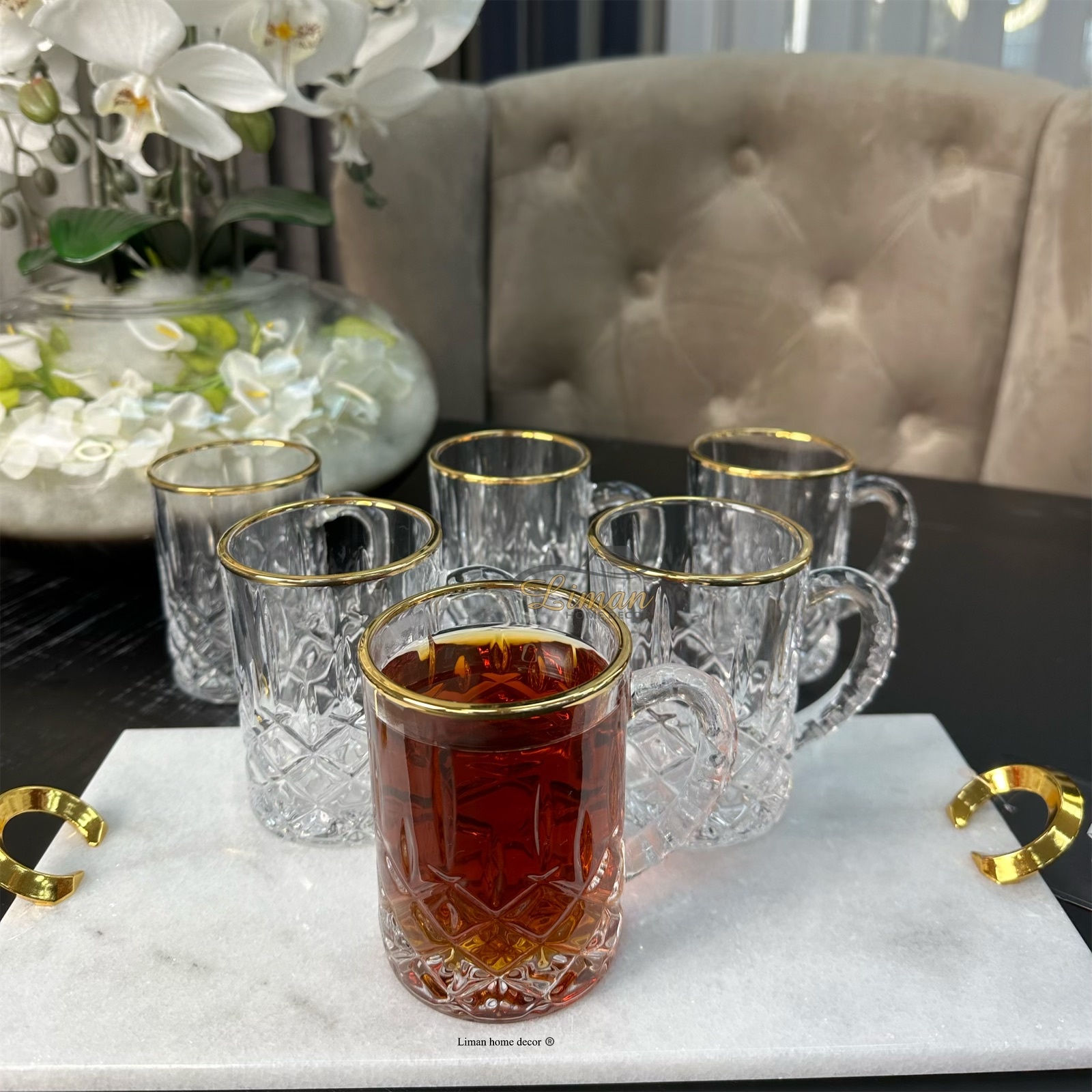 HAKAL HAJAR 6 DELIG DRINKGLAZEN GOUD - LimanOnline.com